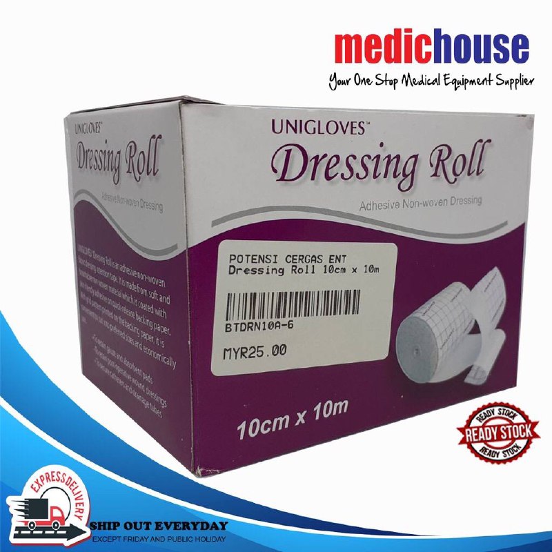 UNIGLOVES DRESSING ROLL ADHESIVE PLASTER 10CM x 10M - Medichouse