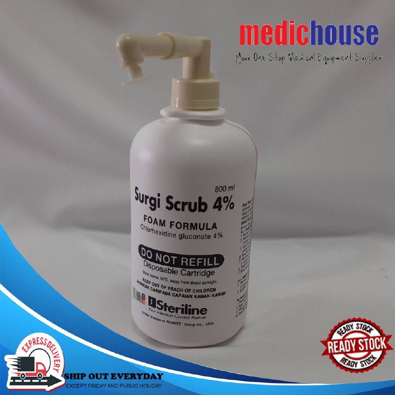 Steriline Surgi Scrub 4% Chlorohexidine gluconate 800ml foam ...